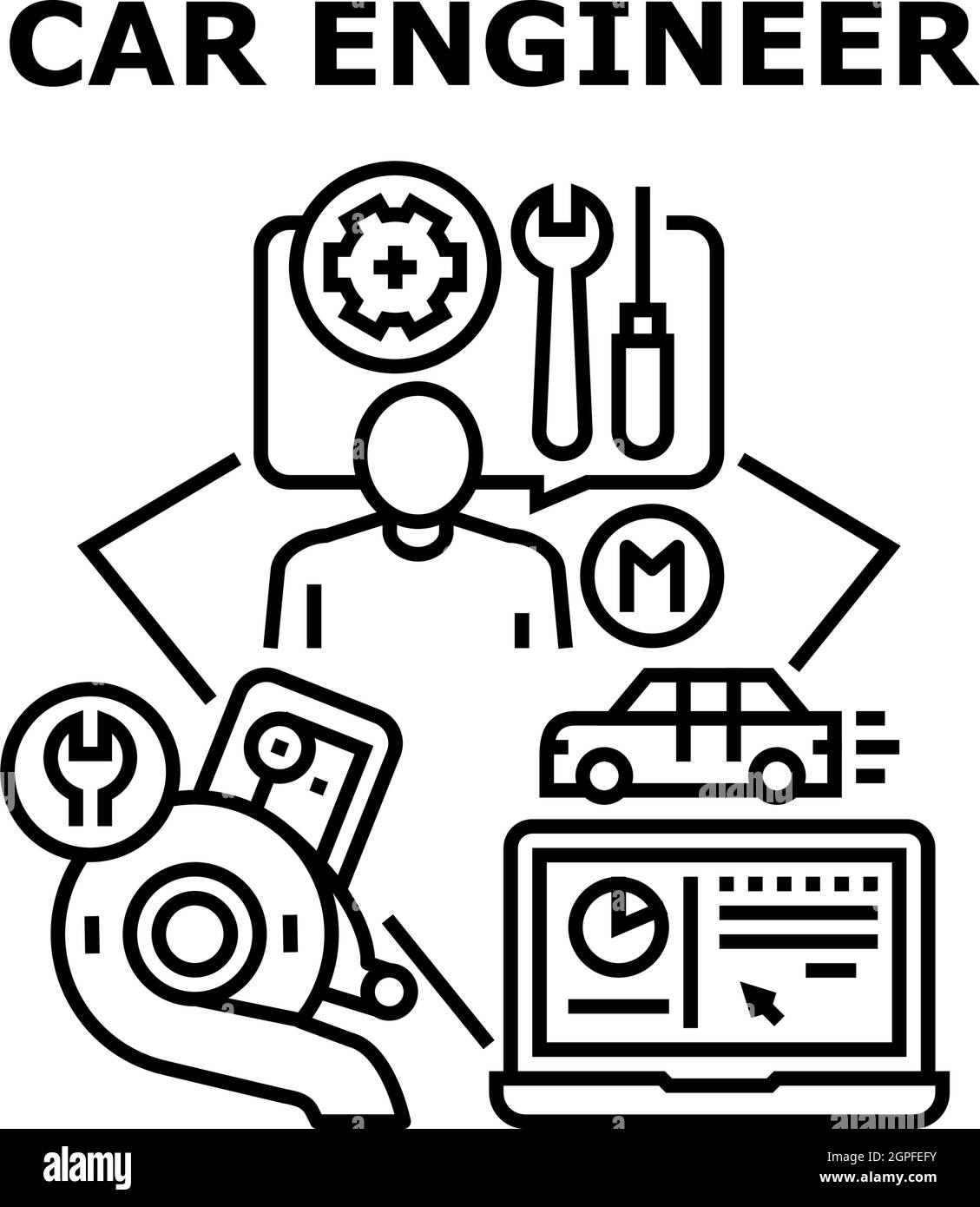 Car Engineer Vector Concept Black Illustration Stock Vector Image & Art ...