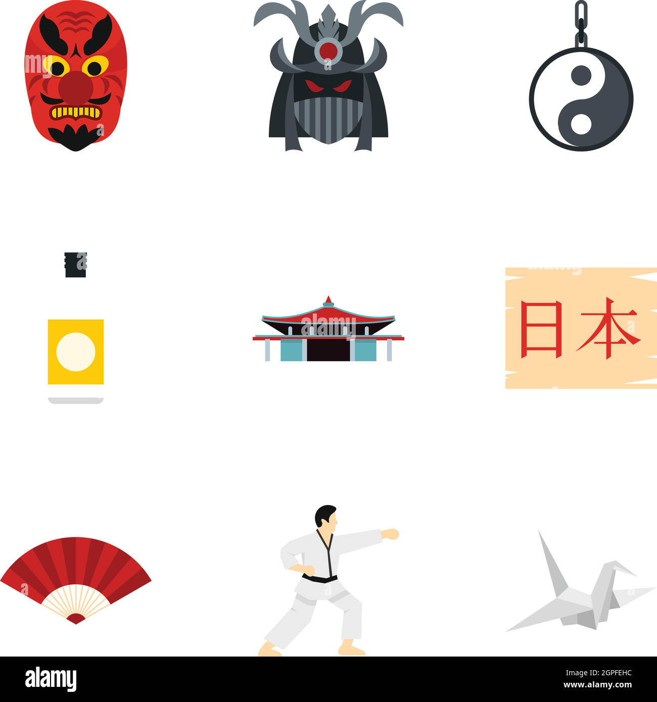 Attractions of Japan icons set, flat style Stock Vector Image & Art - Alamy
