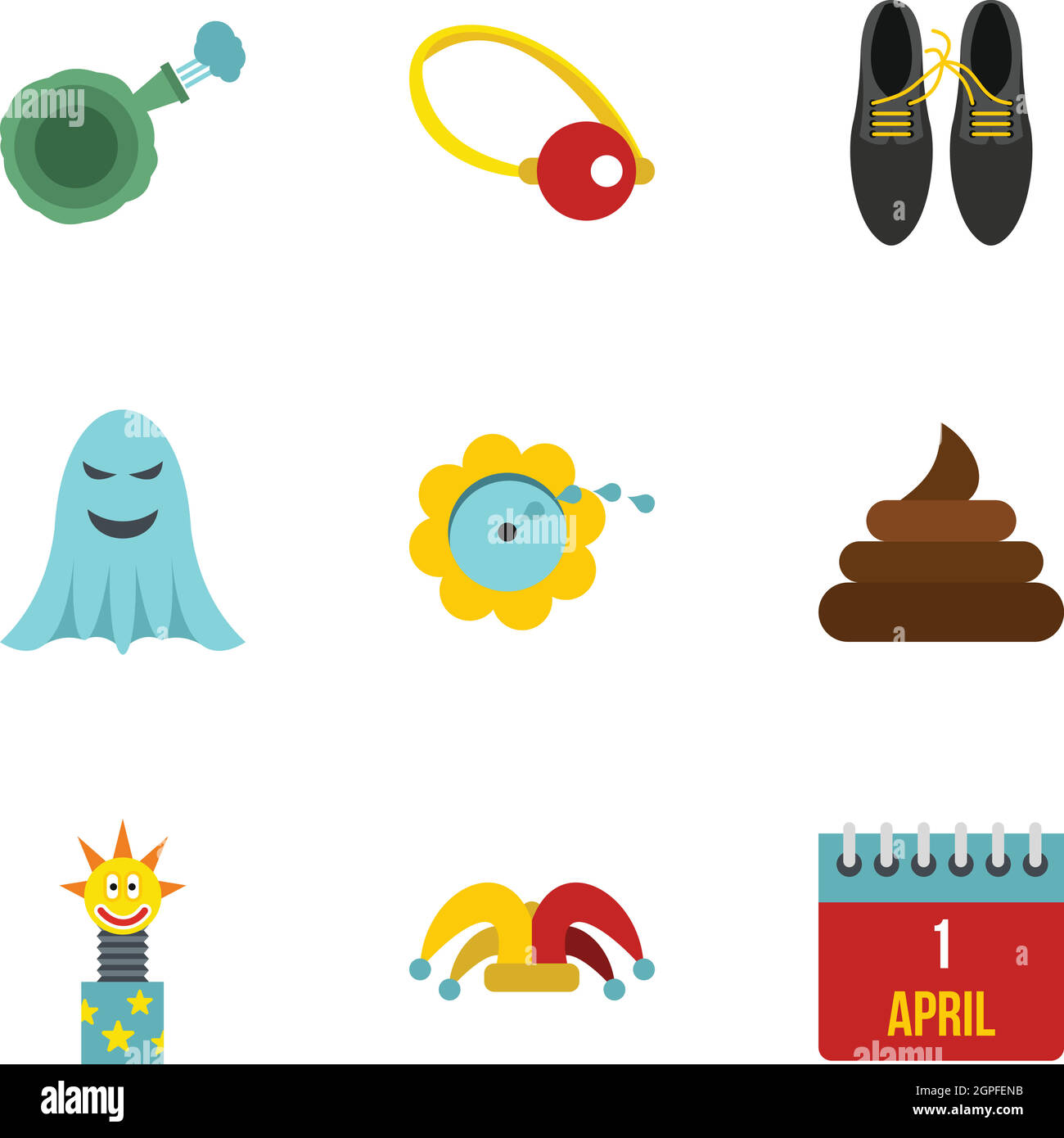 Joke icons set, flat style Stock Vector Image & Art - Alamy