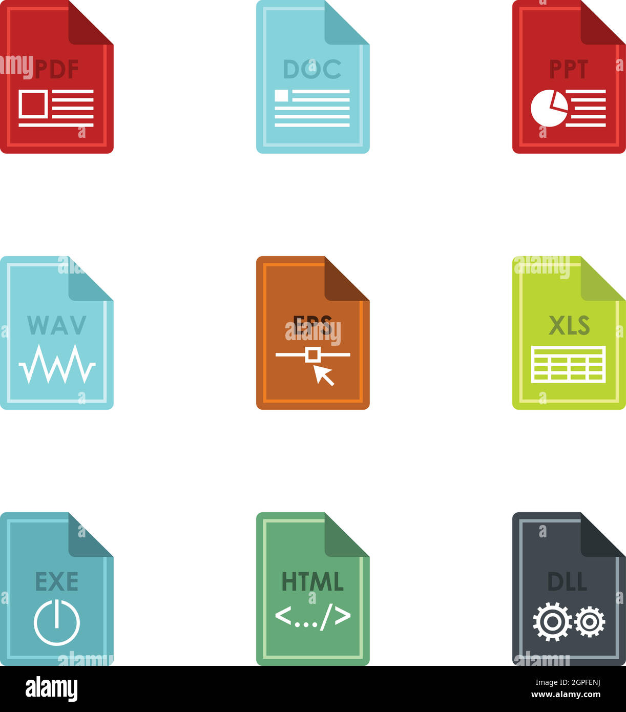 Kind of files icons set, flat style Stock Vector Image & Art - Alamy