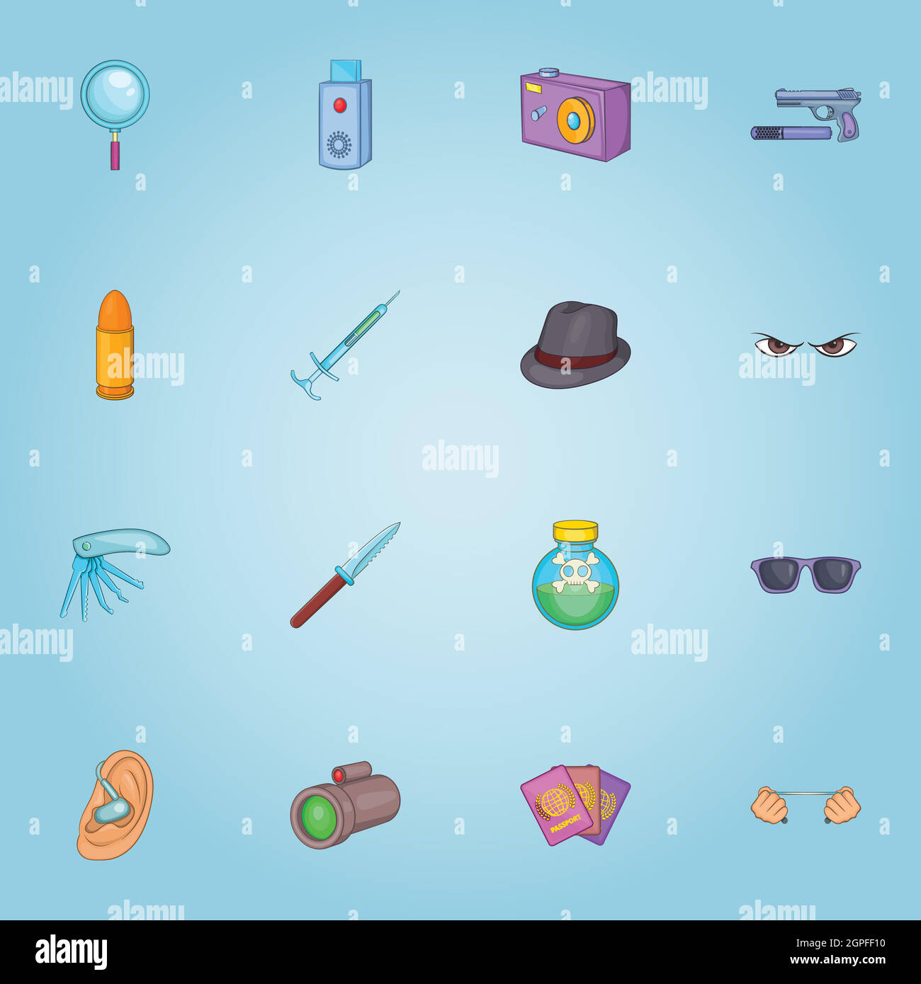 Spy icons set, cartoon style Stock Vector Image & Art - Alamy