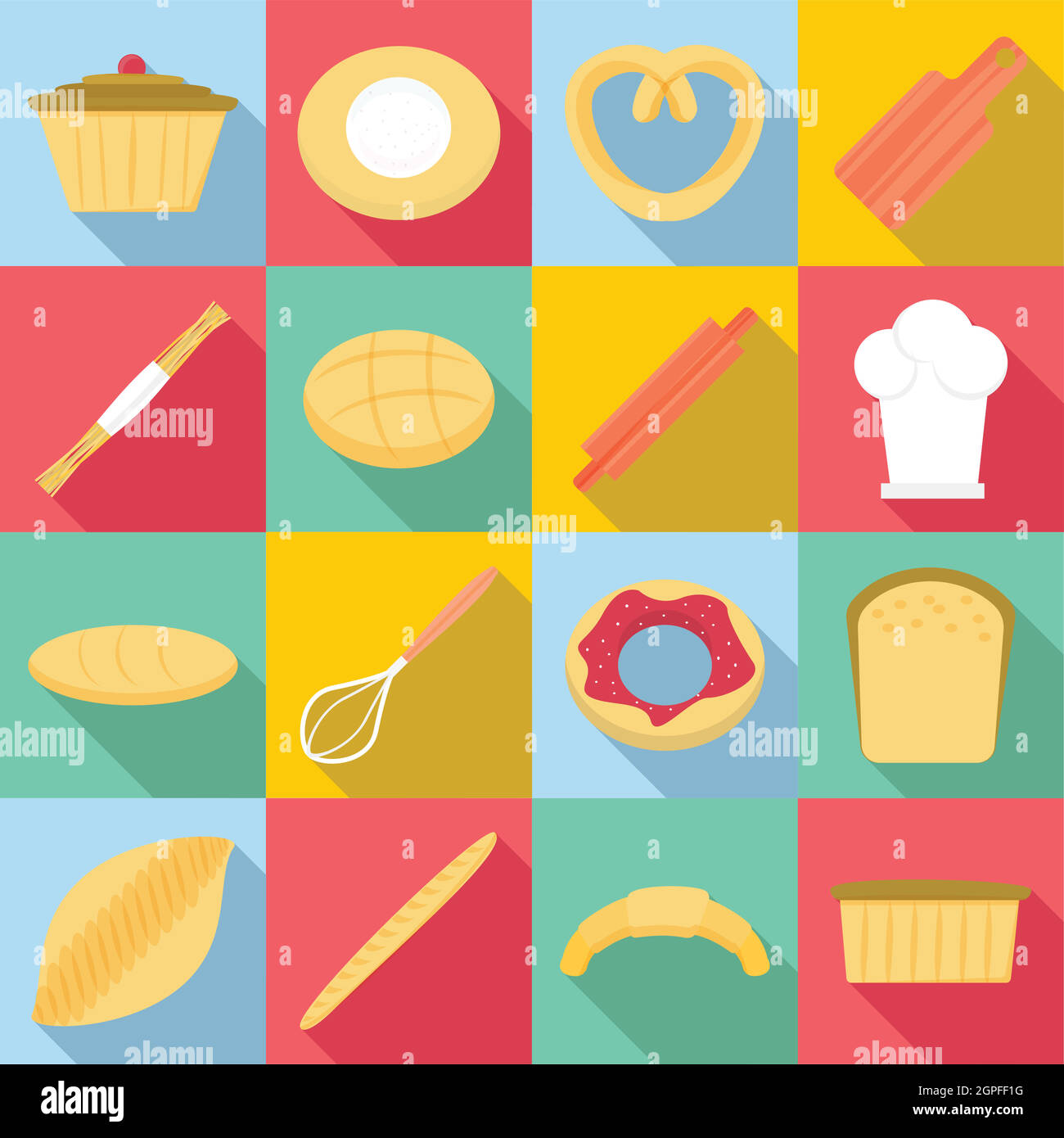Bakery products icons set, flat style Stock Vector Image & Art - Alamy