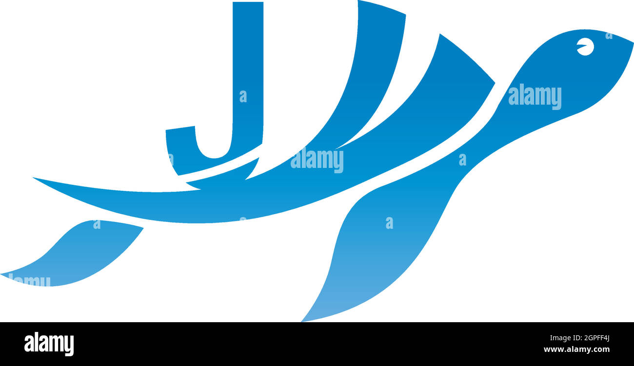 Sea turtle icon with letter J logo design illustration Stock Vector ...