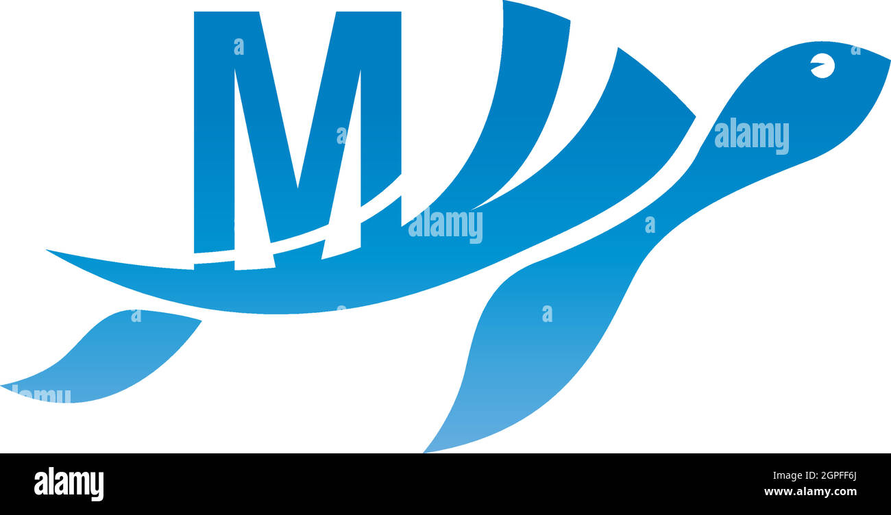 Sea turtle icon with letter M logo design illustration Stock Vector ...