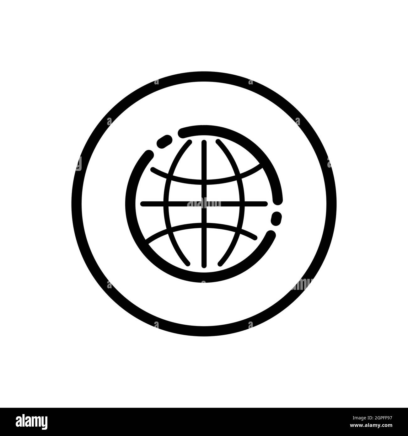 Globe. World sign. Earth planet. Commerce outline icon in a circle. Vector illustration Stock ...