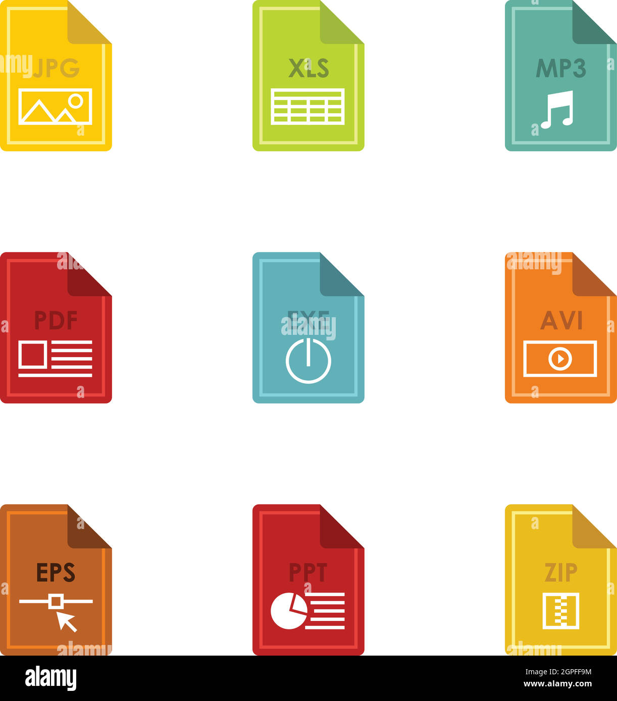 Types of files icons set, flat style Stock Vector Image & Art - Alamy