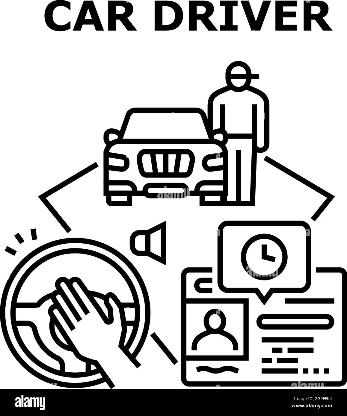 Auto Car Driver Vector Concept Black Illustration Stock Vector Image ...