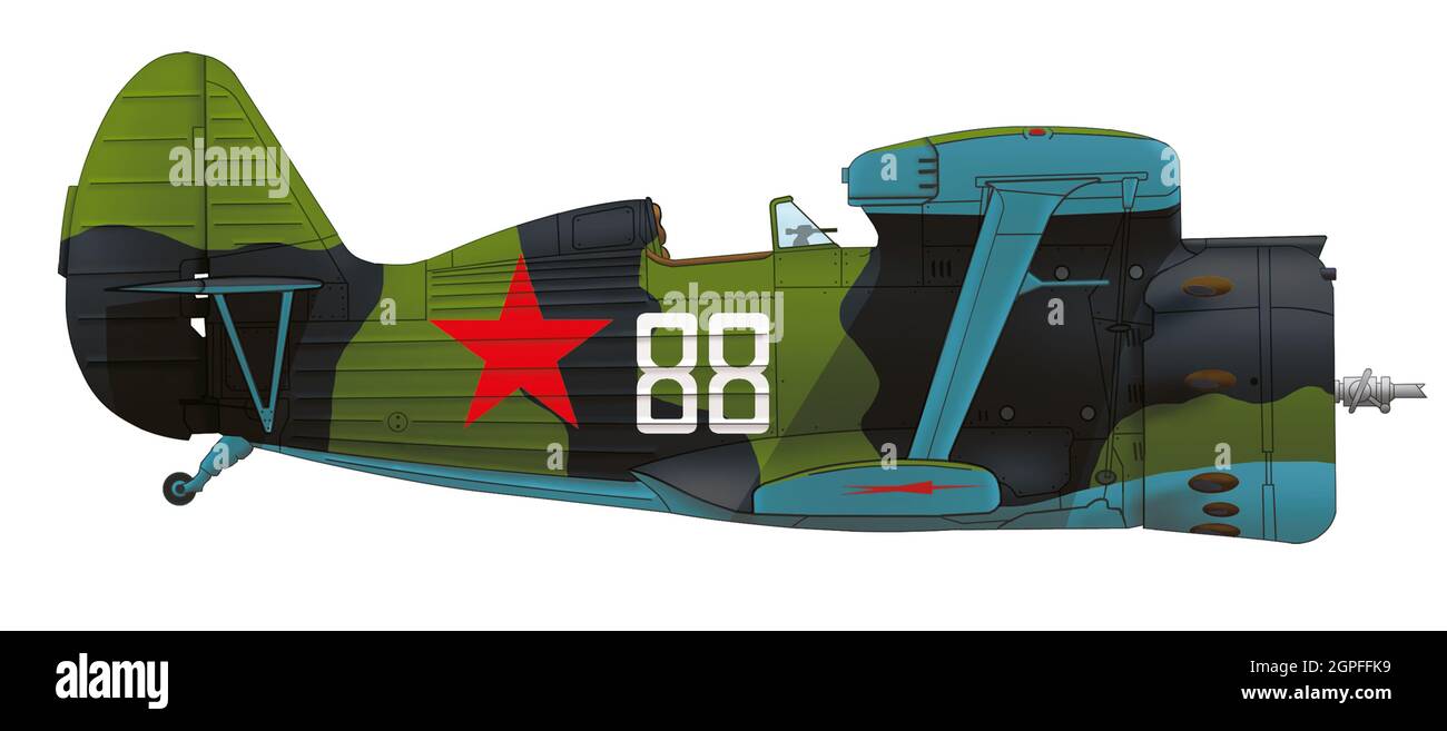 Polikarpov I-153 Chaika piloted by B. V. Yakushev of the 71st Fighter ...