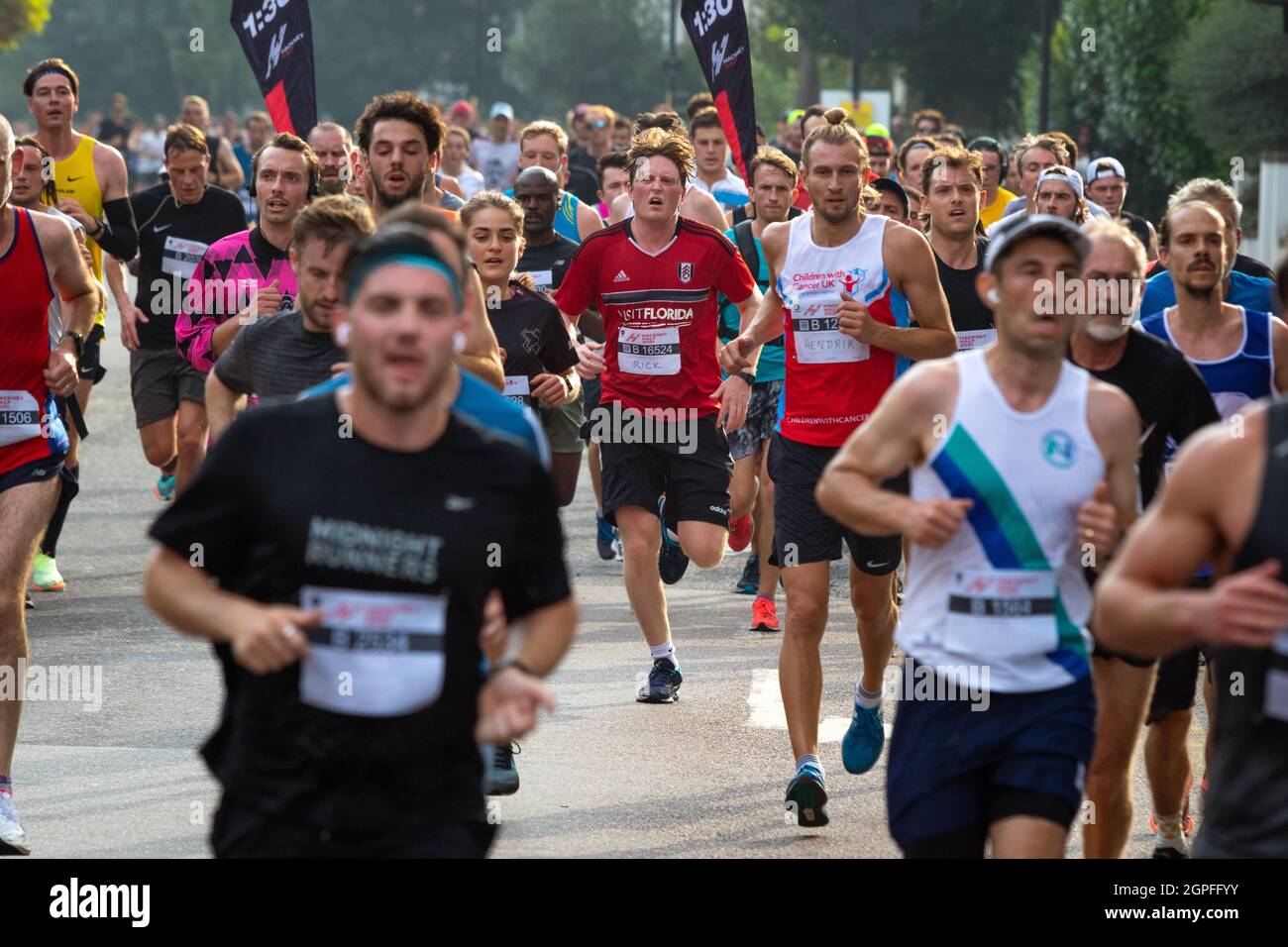 Runners in the Hackney Half 2021, a half marathon though the streets of ...