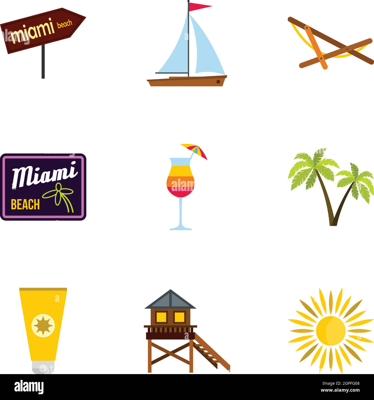 Tourism in Miami icons set, flat style Stock Vector Image & Art - Alamy