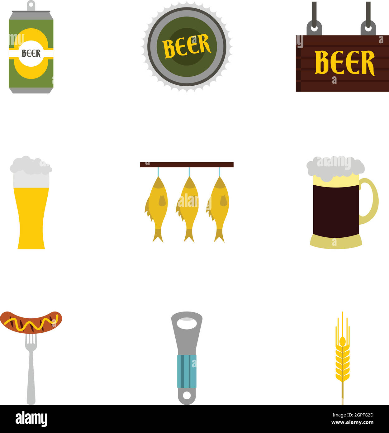 Alcohol icons set, flat style Stock Vector Image & Art - Alamy