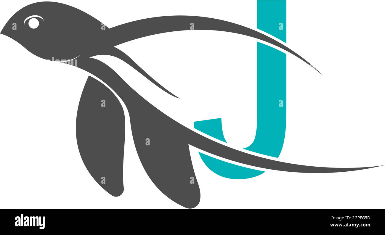 Sea turtle icon with letter J logo design illustration Stock Vector ...