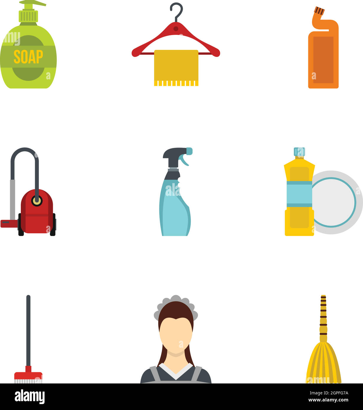 House cleaning icons set, flat style Stock Vector Image & Art - Alamy