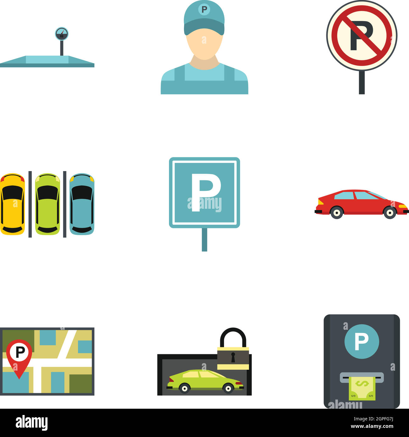 Valet parking icons set, flat style Stock Vector Image & Art - Alamy