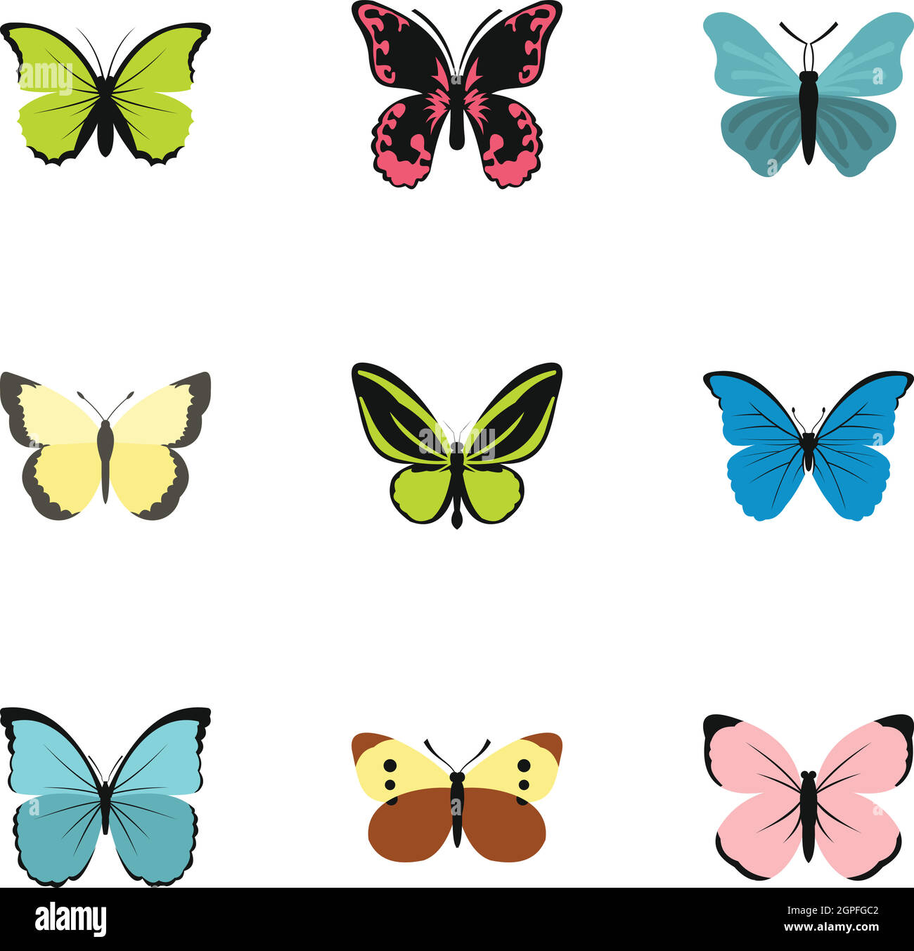 Butterfly icons set, flat style Stock Vector Image & Art - Alamy