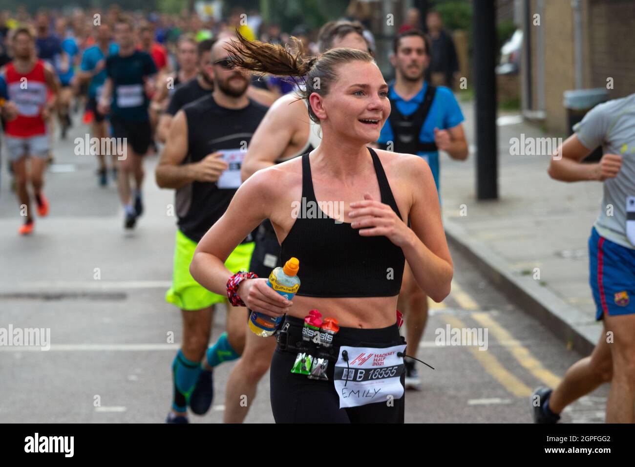 Runners in the Hackney Half 2021, a half marathon though the streets of ...