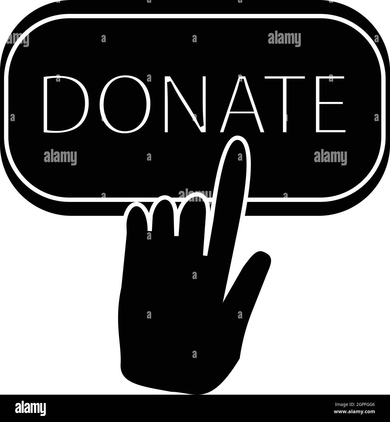 Hand presses button to donate icon, simple style Stock Vector Image ...