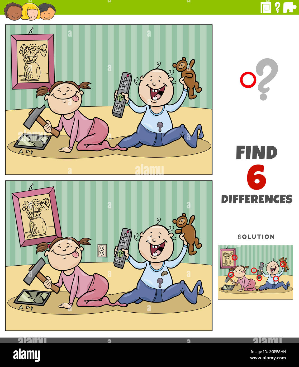 differences educational game with cartoon babies Stock Vector Image ...
