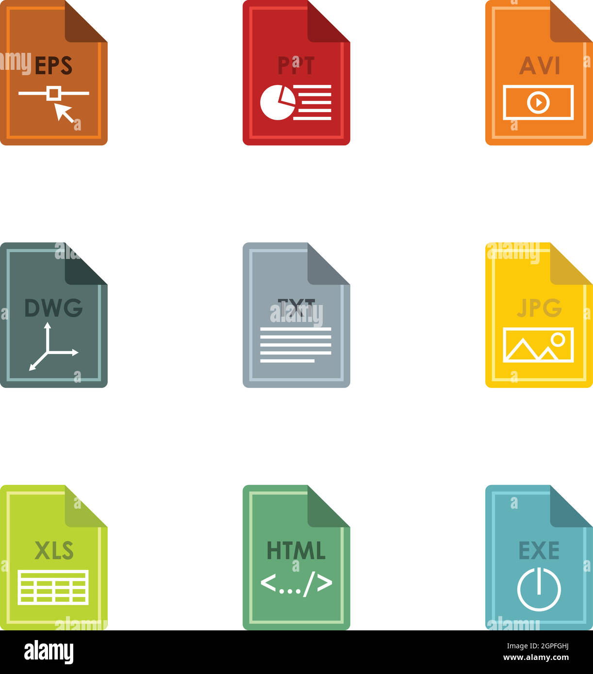 Documents icons set, flat style Stock Vector Image & Art - Alamy