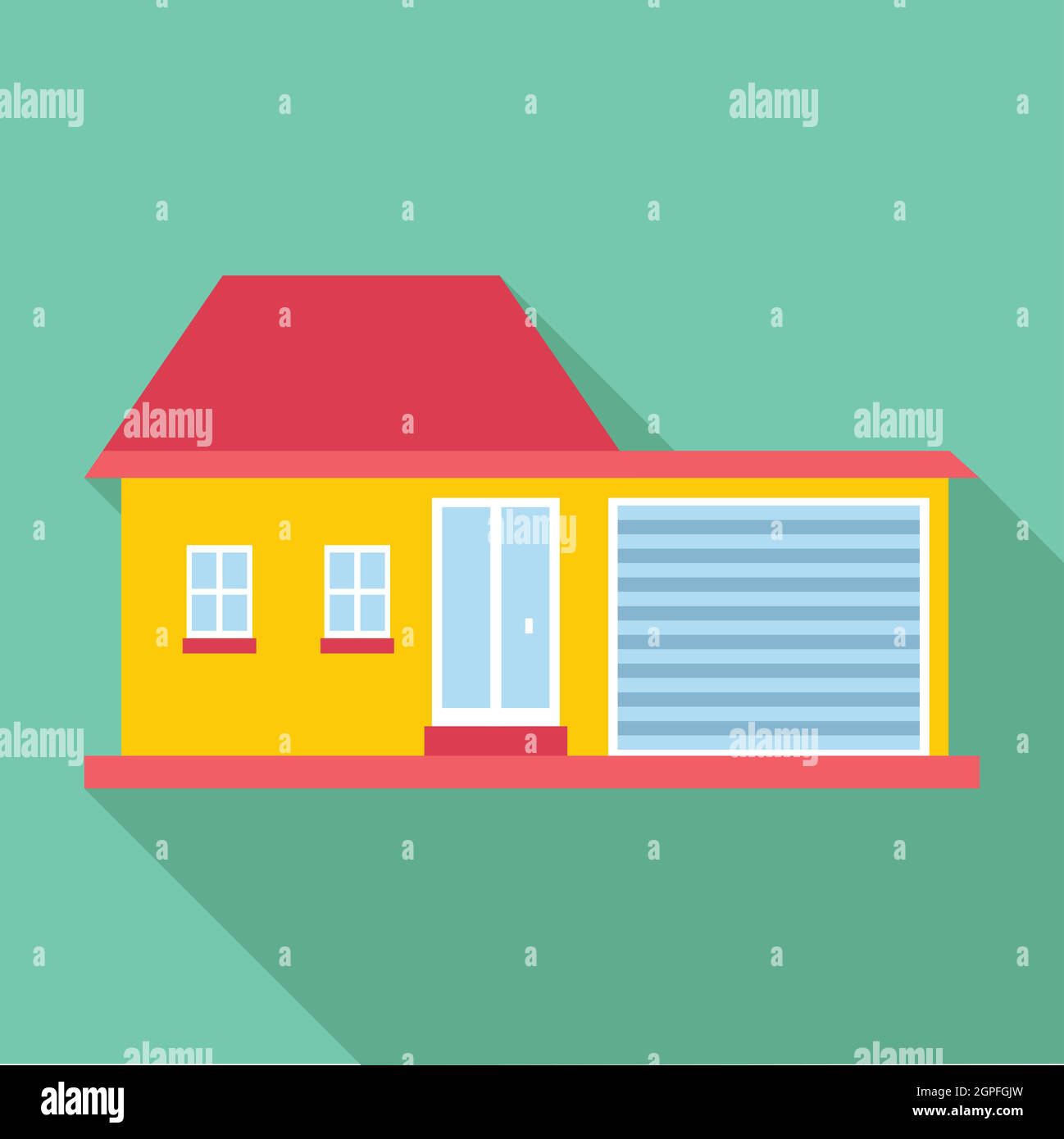 Big house with garage icon, flat style Stock Vector Image & Art - Alamy