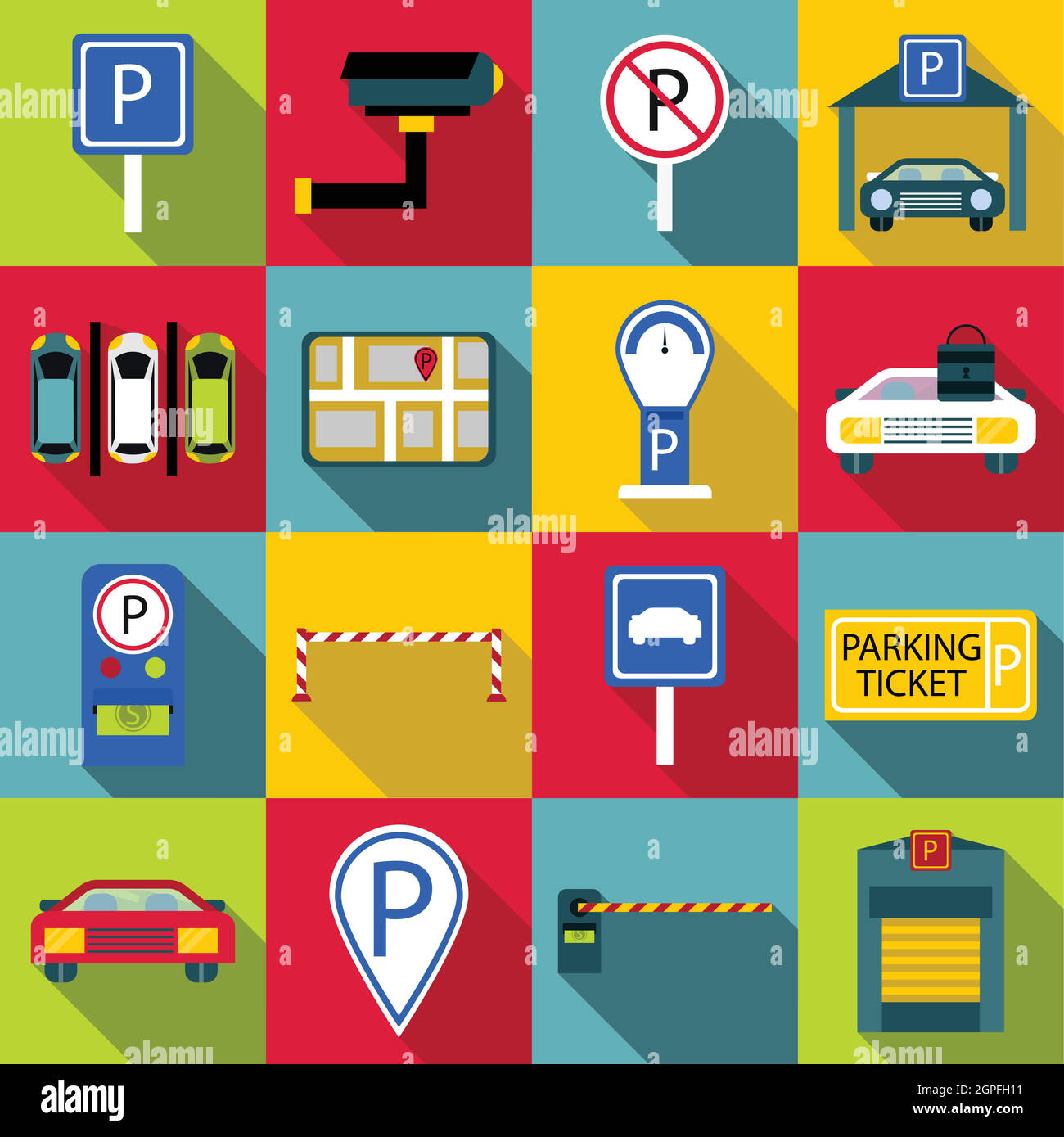 Car parking icons set, flat style Stock Vector Image & Art - Alamy