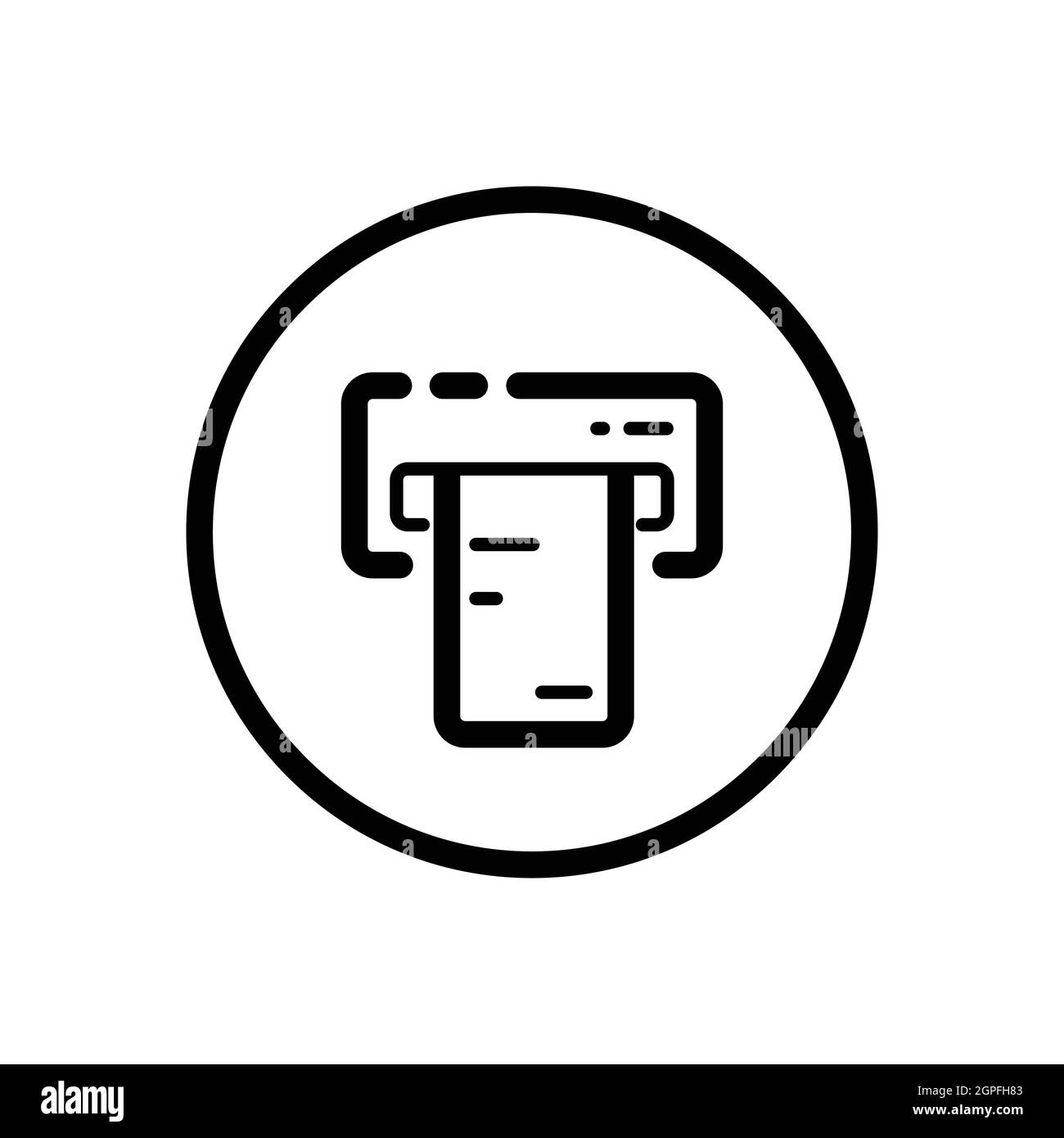 Ticket vending machine. Insert and purchase. Commerce outline icon in a ...