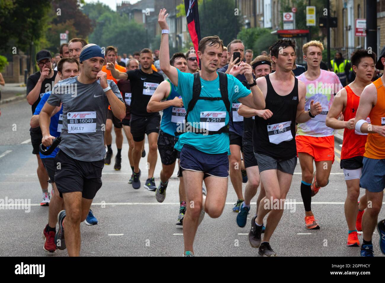 Runners in the Hackney Half 2021, a half marathon though the streets of ...