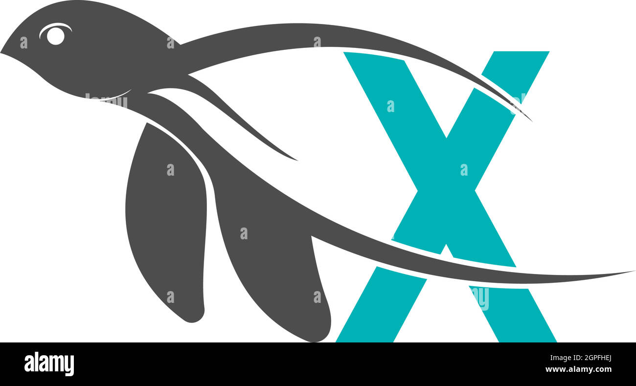 Sea turtle icon with letter X logo design illustration Stock Vector ...