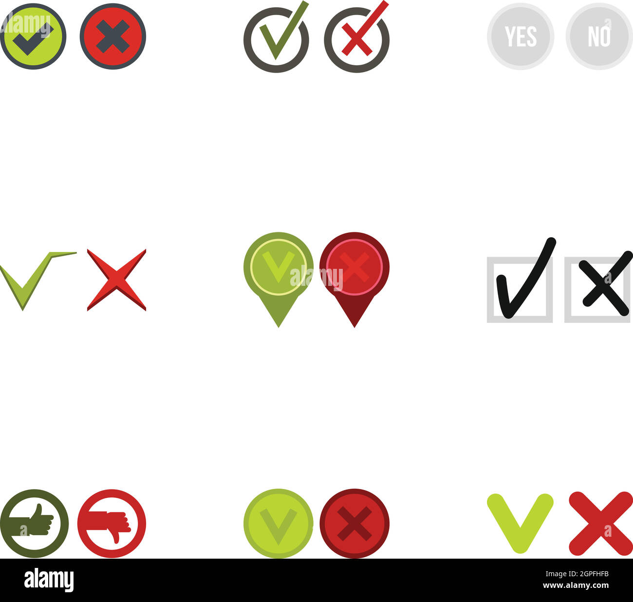 Cross and tick icons set, flat style Stock Vector Image & Art - Alamy