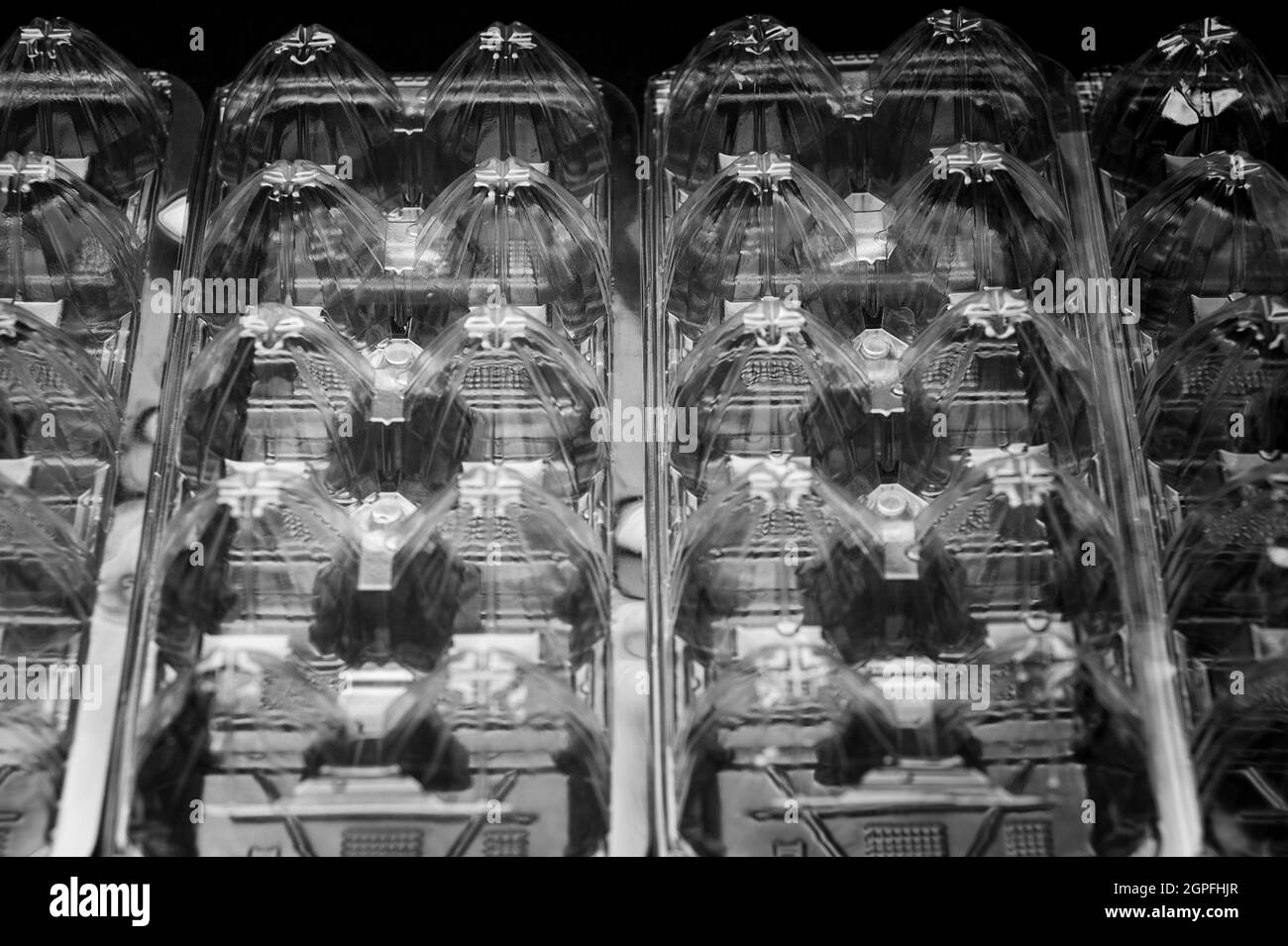 Four recyclable plastic packaging 10 eggs used in Japan. isolated on ...