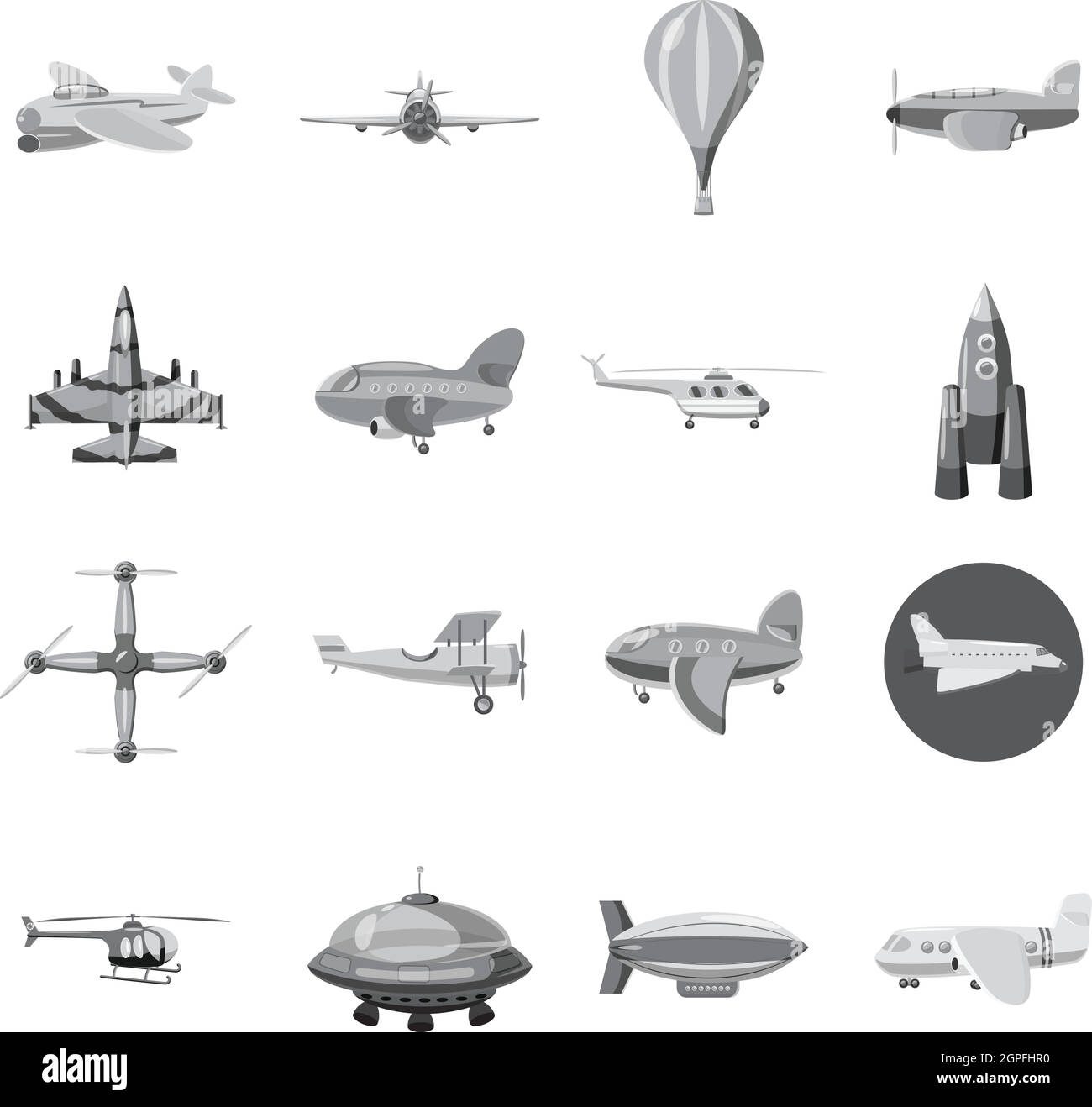 Aircraft icons set, gray monochrome style Stock Vector Image & Art - Alamy