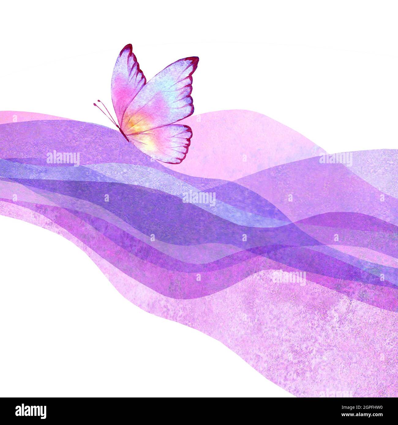 Watercolor transparent wave purple lavender pink colored background ...
