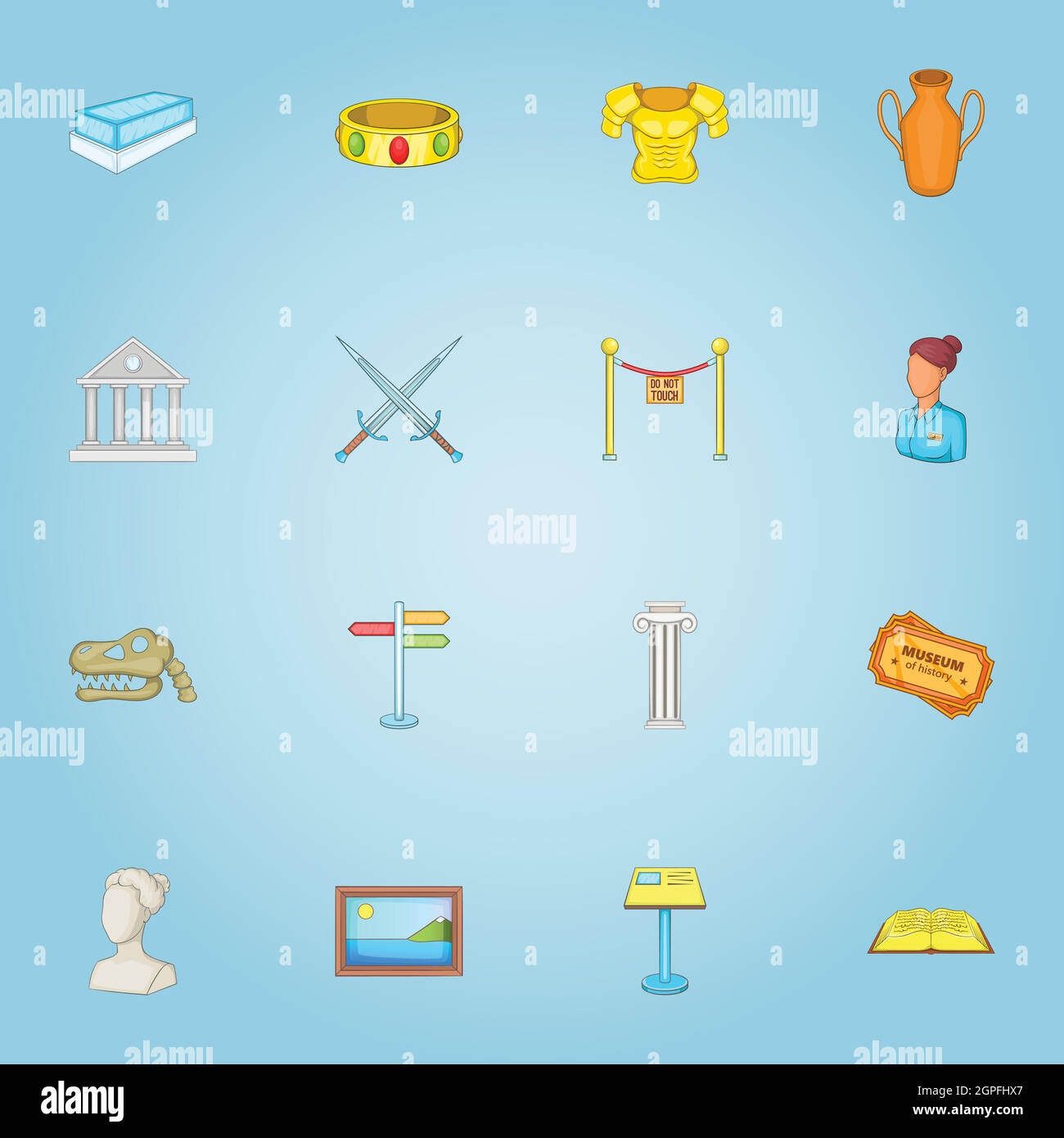 Museum Icons Set Cartoon Style Stock Vector Image And Art Alamy