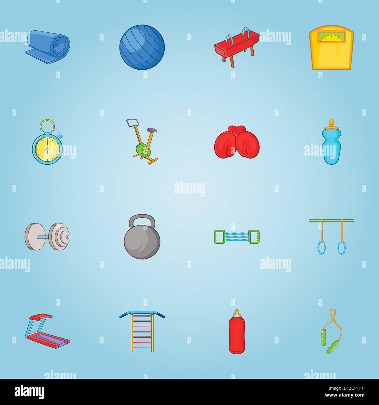 Gym icons set, cartoon style Stock Vector Image & Art - Alamy