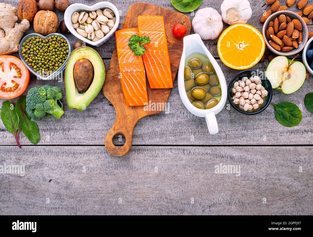 Ingredients for the healthy foods selection on white background ...