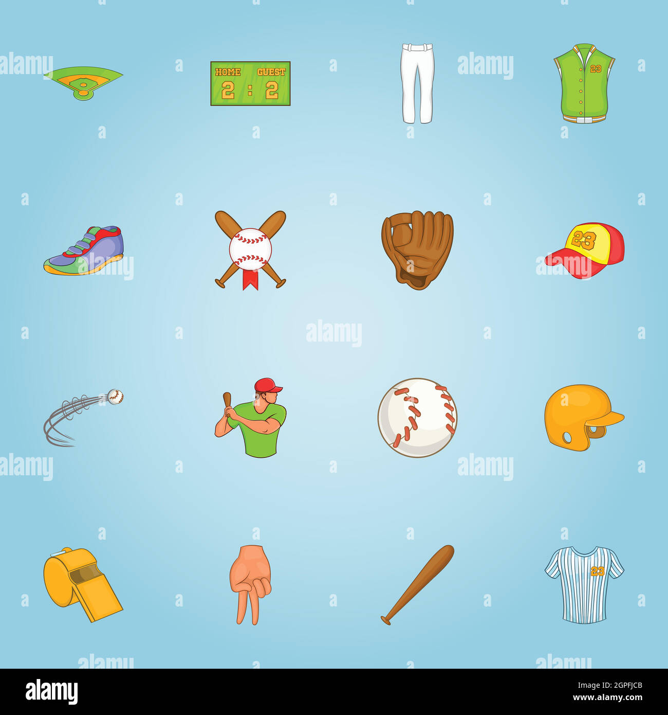 Baseball icons set, cartoon style Stock Vector Image & Art - Alamy