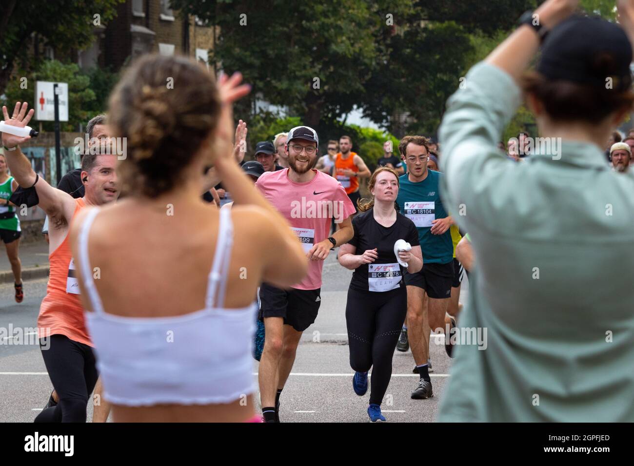 Runners in the Hackney Half 2021, a half marathon though the streets of ...