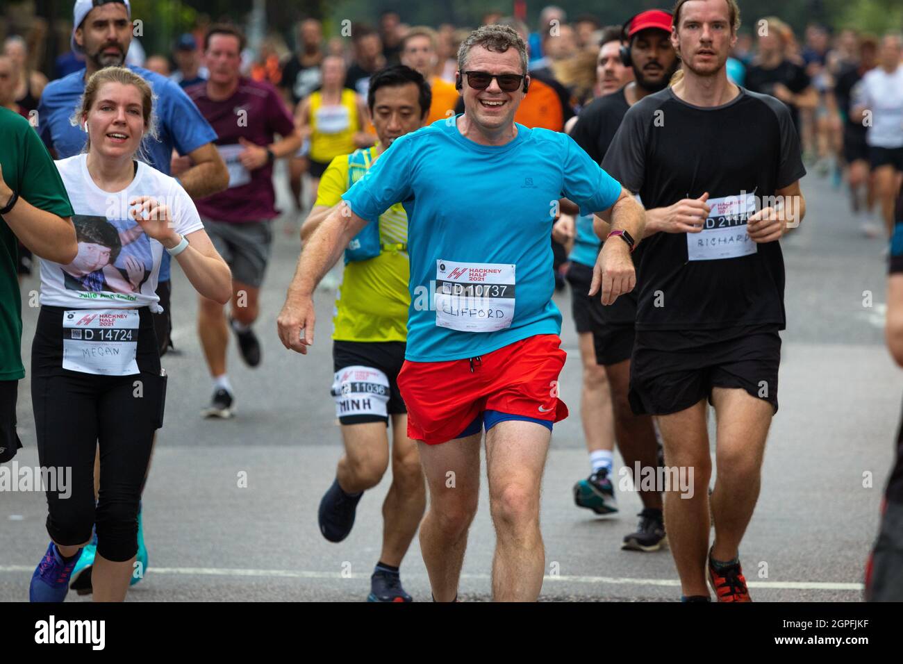 Runners in the Hackney Half 2021, a half marathon though the streets of ...