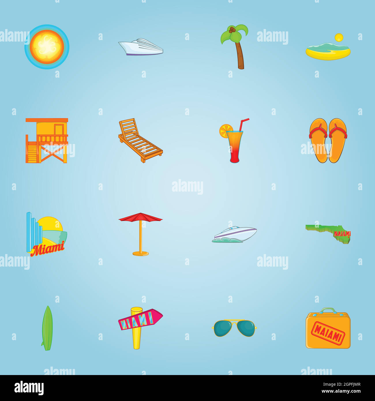 Stay in Miami icons set, cartoon style Stock Vector Image & Art - Alamy