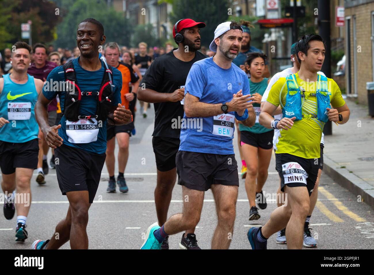 Runners in the Hackney Half 2021, a half marathon though the streets of ...
