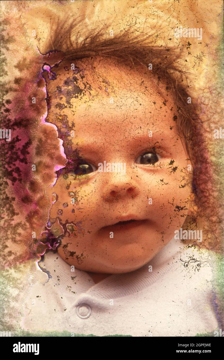 Austin Texas USA, June 1994: Seven-week old Anglo boy showing range of ...