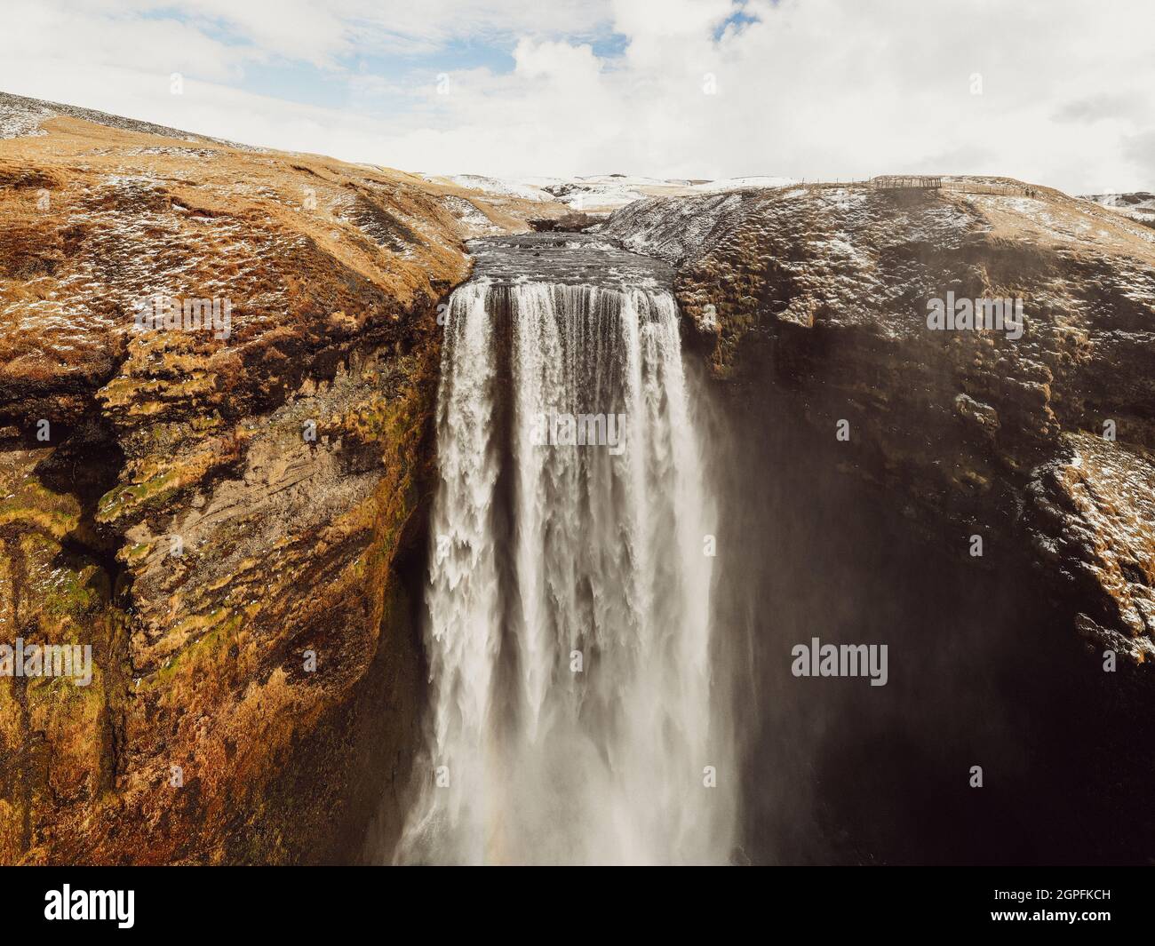extreme waterfall from aerial view in spring Stock Photo - Alamy