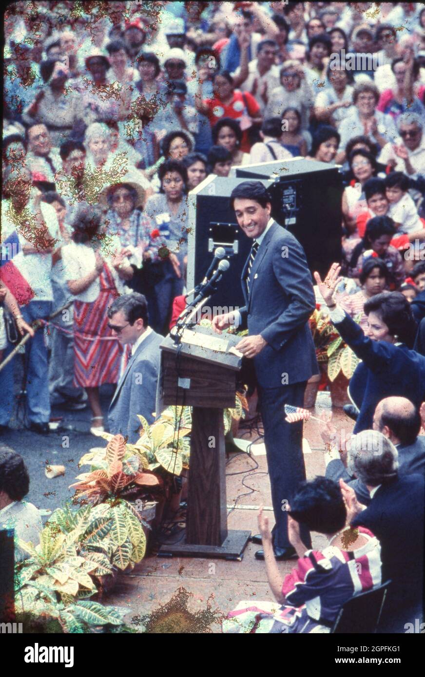 San Antonio Texas USA, circa 1988: San Antonio Mayor HENRY CISNEROS at ...