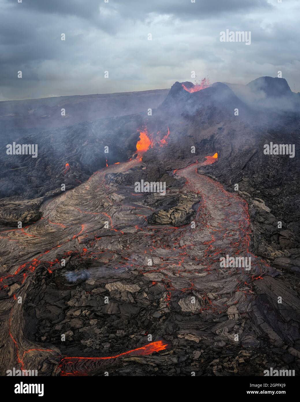 volcano erupting from aerial point of view Stock Photo - Alamy