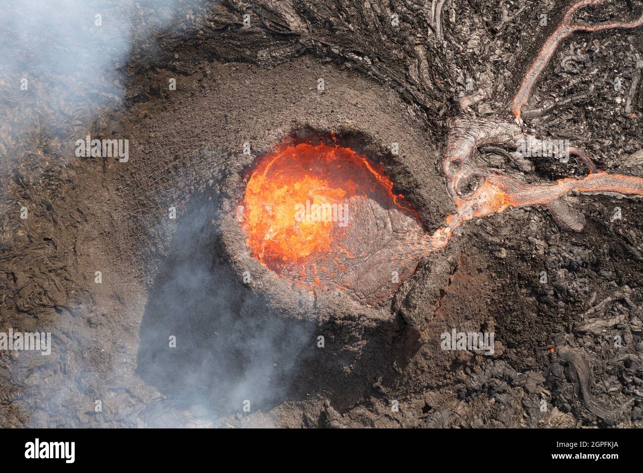 Aerial view volcano erupting hi-res stock photography and images - Alamy