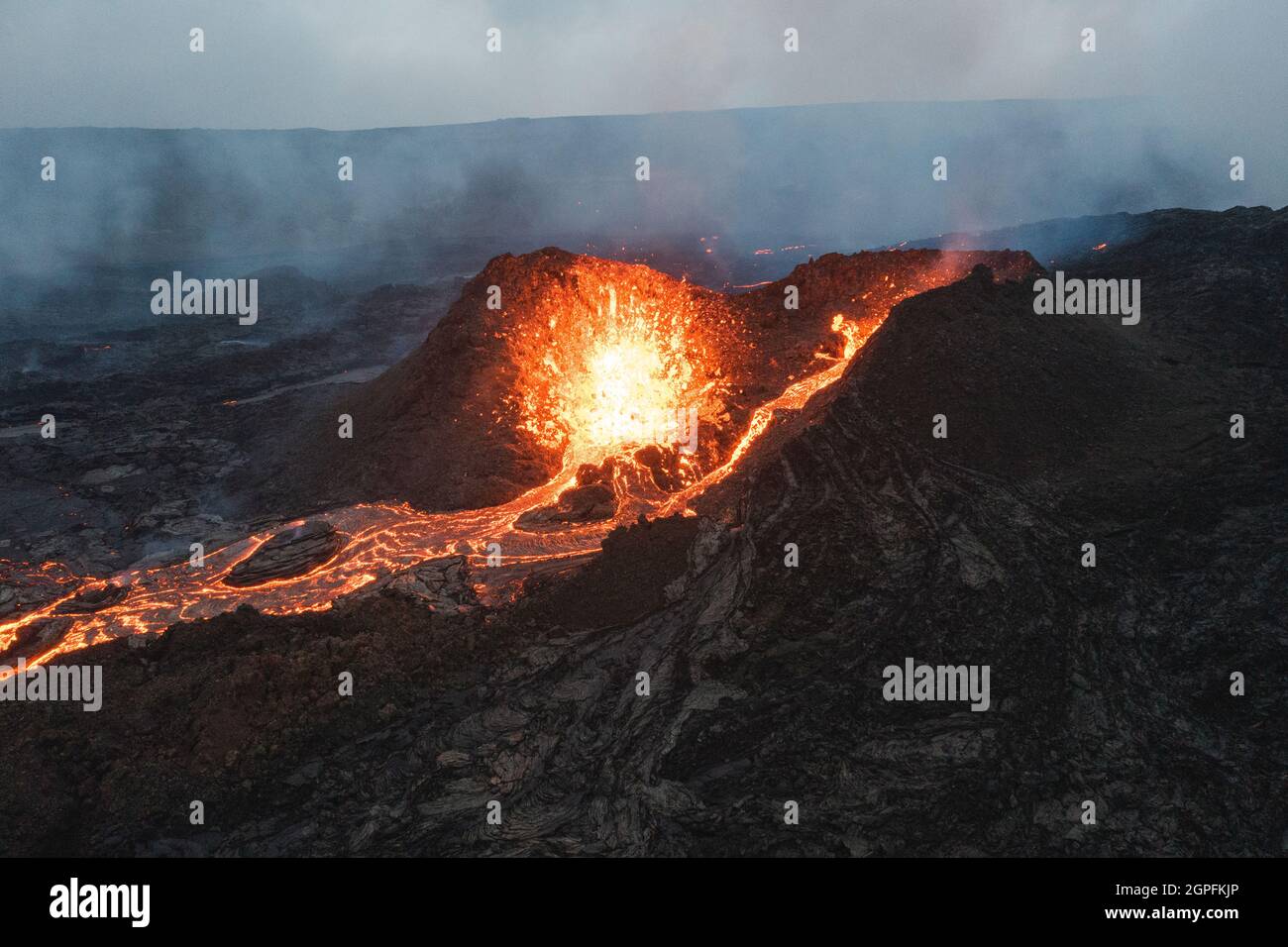 Iceland view lava erupting hi-res stock photography and images - Alamy