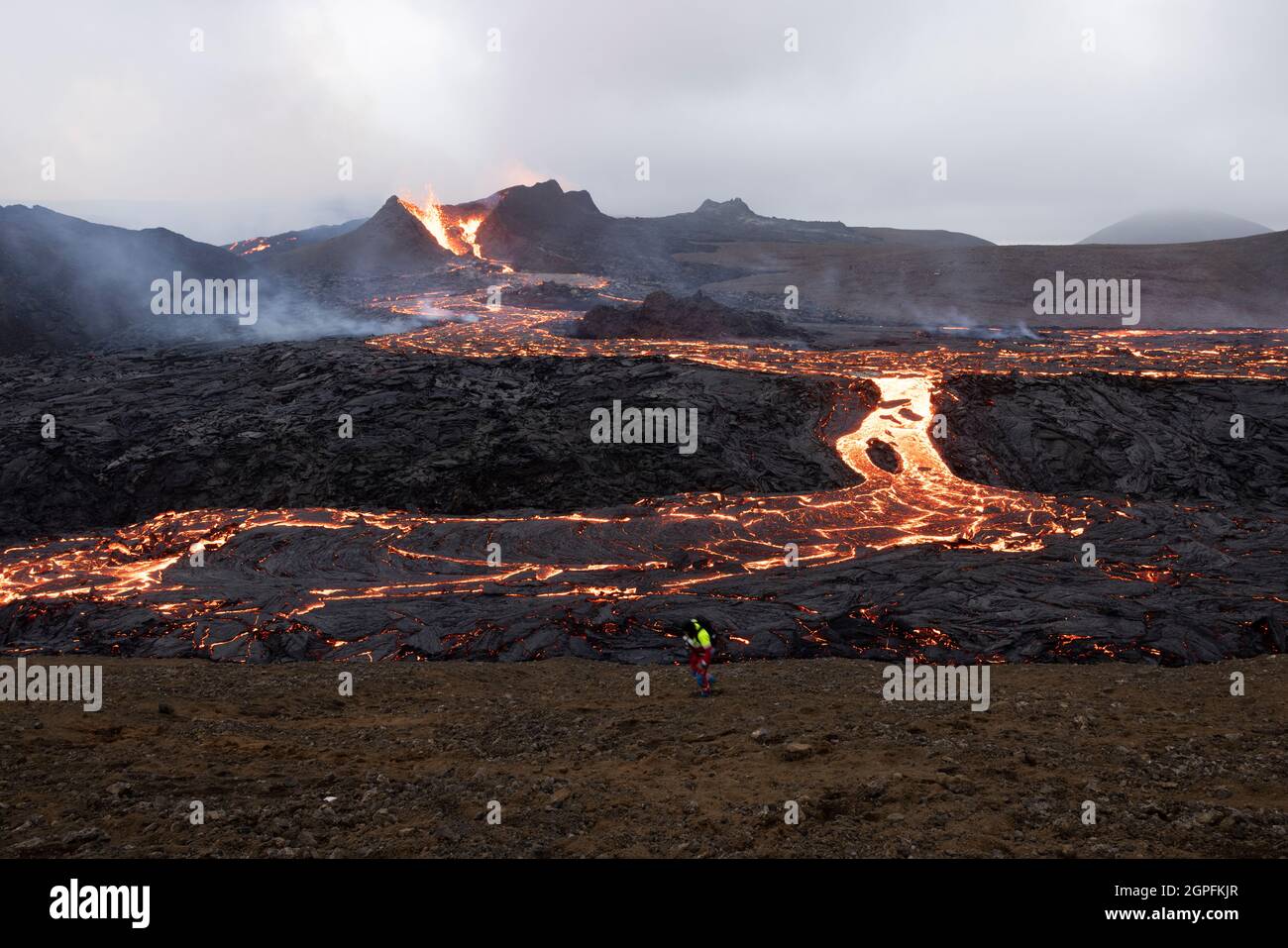 volcano erupting from aerial point of view Stock Photo - Alamy