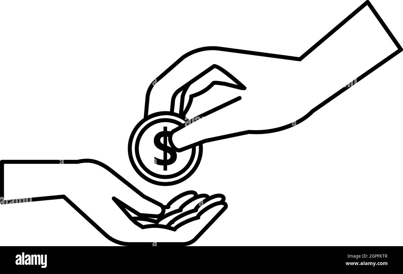Hands paying coins Stock Vector Images - Alamy