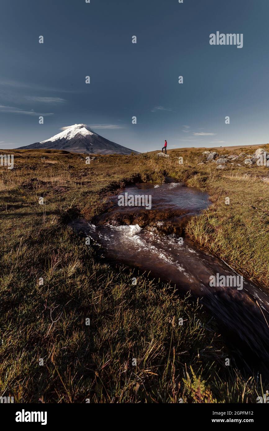 young guy seeing the volcano in the sunny day morning Stock Photo - Alamy