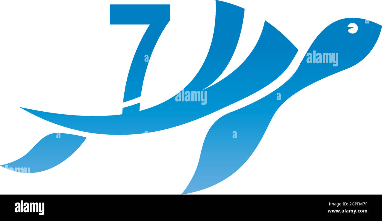 Sea turtle icon with number 7 logo design illustration Stock Vector ...